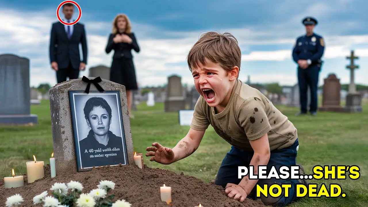 Little Boy Cries At His Mother’s Grave And Says: ‘PLEASE... SHE’S NOT ...