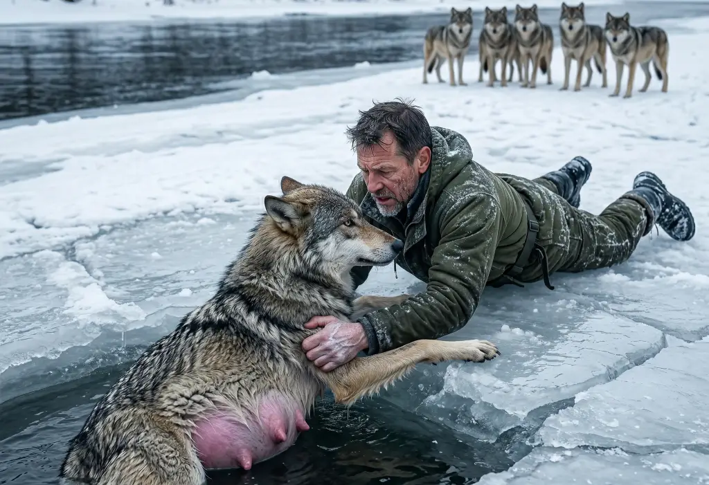 A Trucker Saved a Drowning Pregnant Wolf from an Icy River. Years Later ...