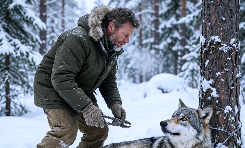A wounded pregnant wolf dragged herself across his cabin floor! Hank ...